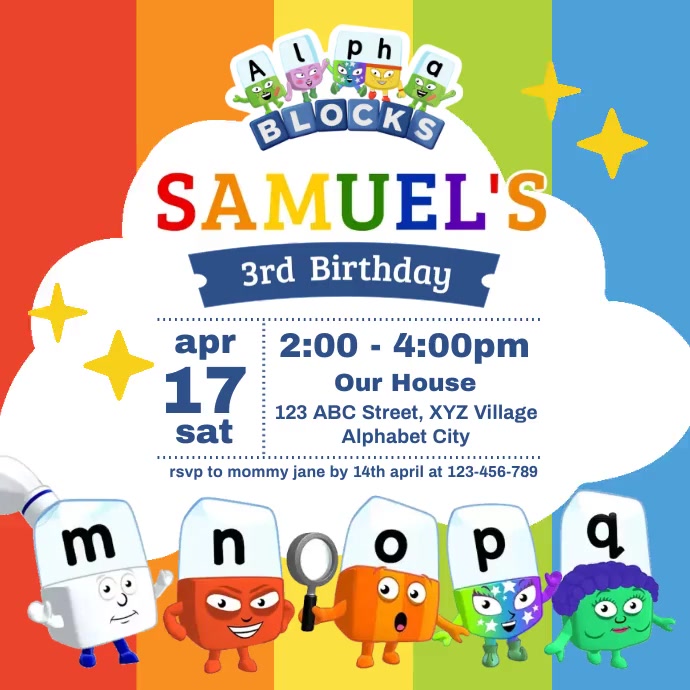 Copy of Alphablocks Birthday Invitation (18) | PosterMyWall