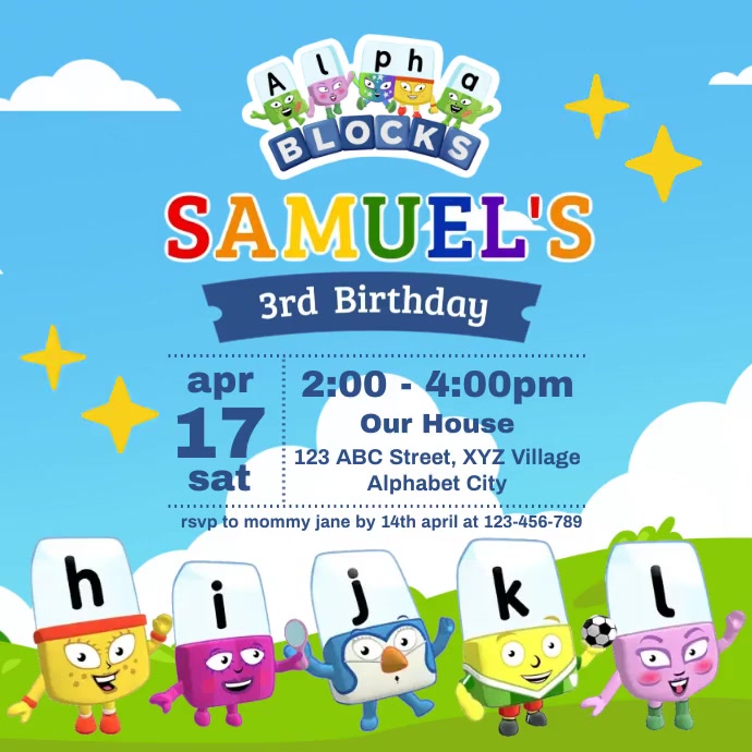 Alphablocks Birthday Invitation (5) Template | PosterMyWall