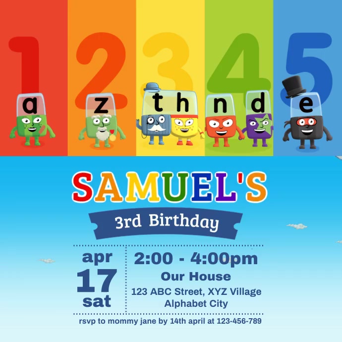 Plantilla de Alphablocks Birthday Invitation | PosterMyWall