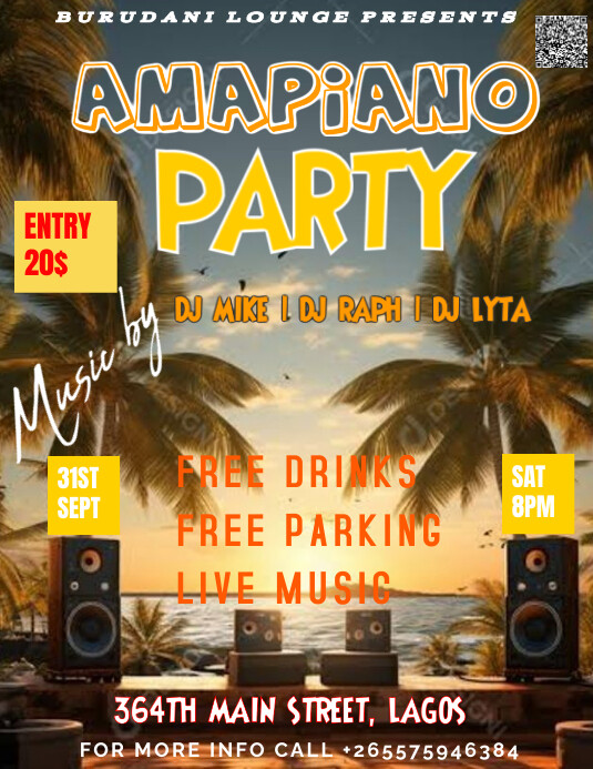 Amapiano party flyer Template | PosterMyWall