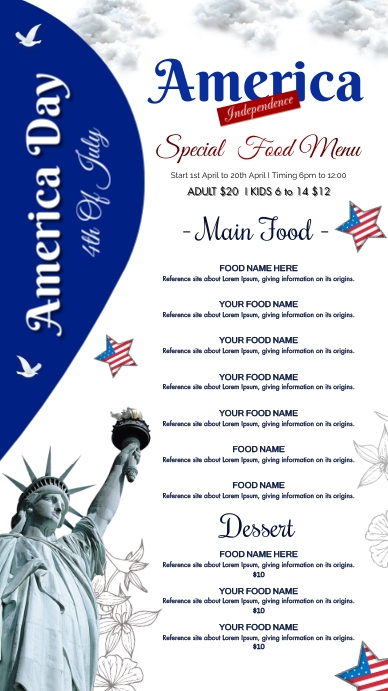 America independence day food menu templates | PosterMyWall