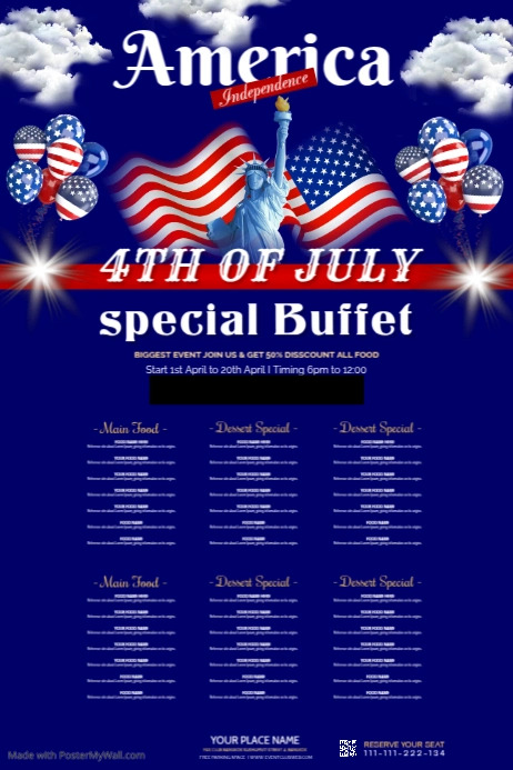 America independence food menu posters Template | PosterMyWall
