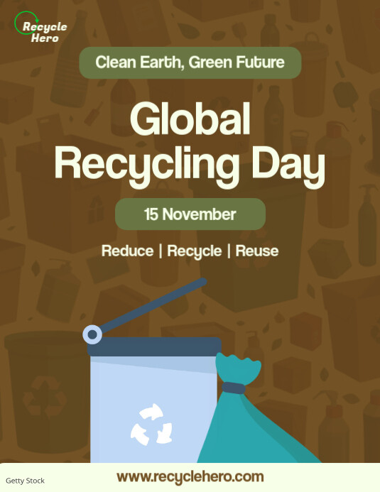 America Recycles Day Brown Modern Minimal Template | PosterMyWall