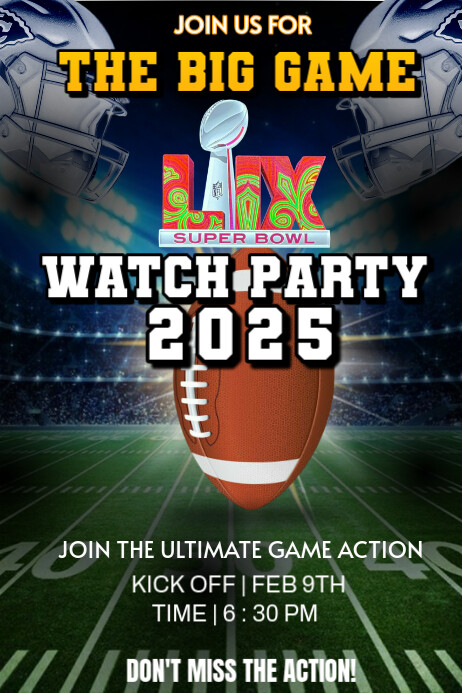 Copy of American football, super bowl watch party | PosterMyWall