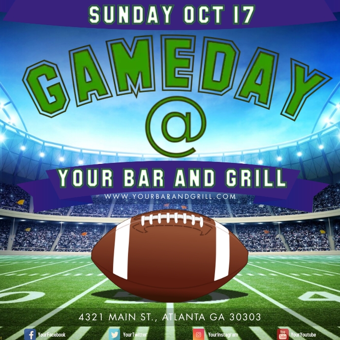 AMERICAN FOOTBALL BAR & GRILL ig POST Template | PosterMyWall