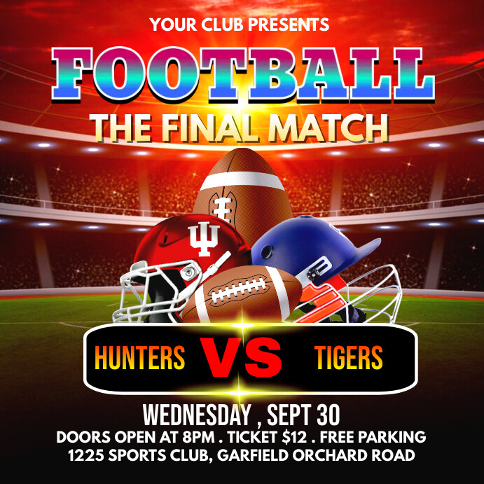 american football game poster Template | PosterMyWall