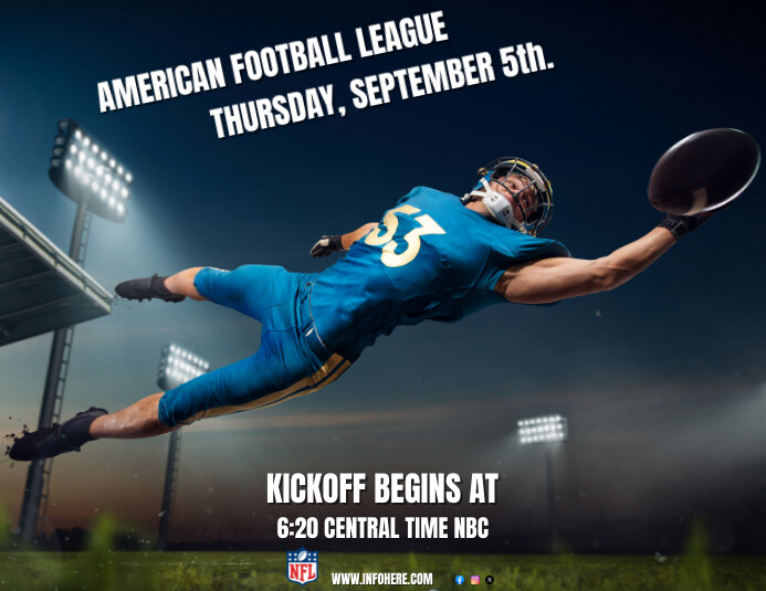 AMERICAN FOOTBALL LEAGUE KICKOFF TIME FLYER Template | PosterMyWall