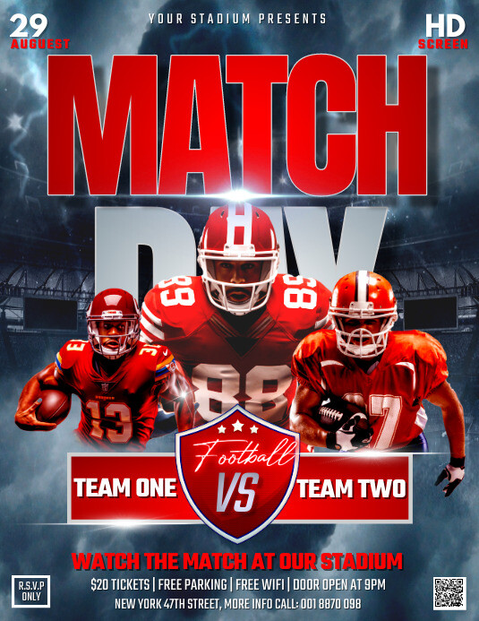 american football match day poster flyer Template | PosterMyWall