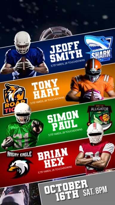Plantilla de American Football Player Stats Template | PosterMyWall
