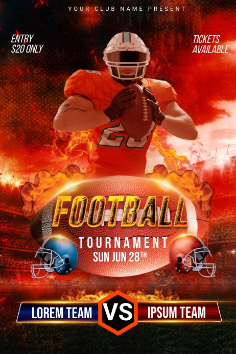 American football poster Template | PosterMyWall