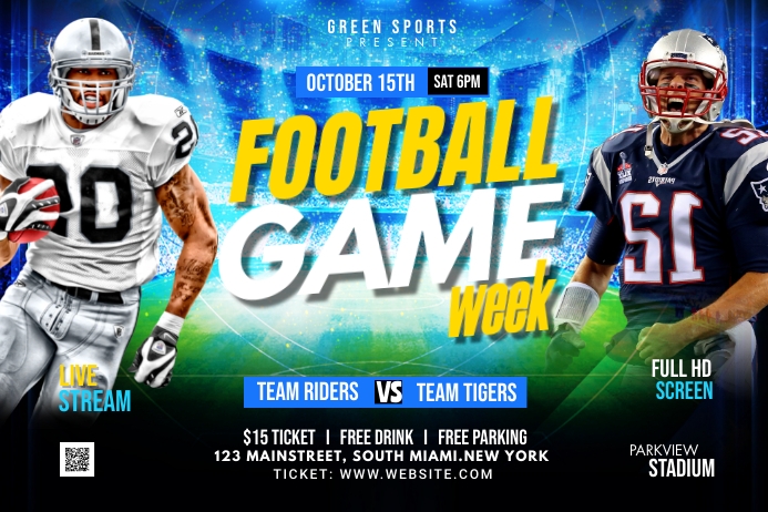 American football poster Template | PosterMyWall