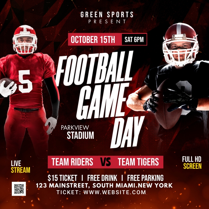 American football poster Template | PosterMyWall