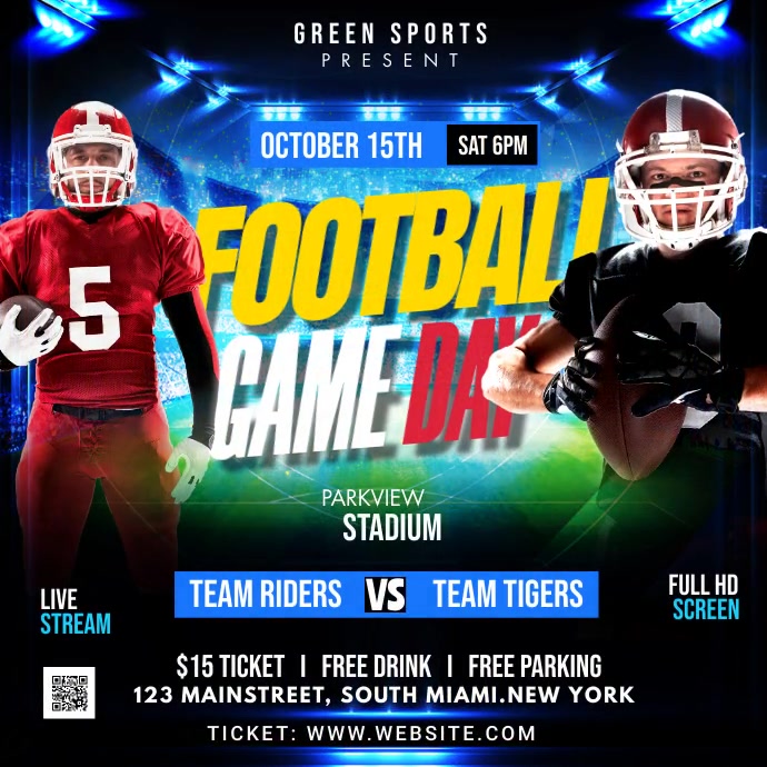 American football poster Template | PosterMyWall