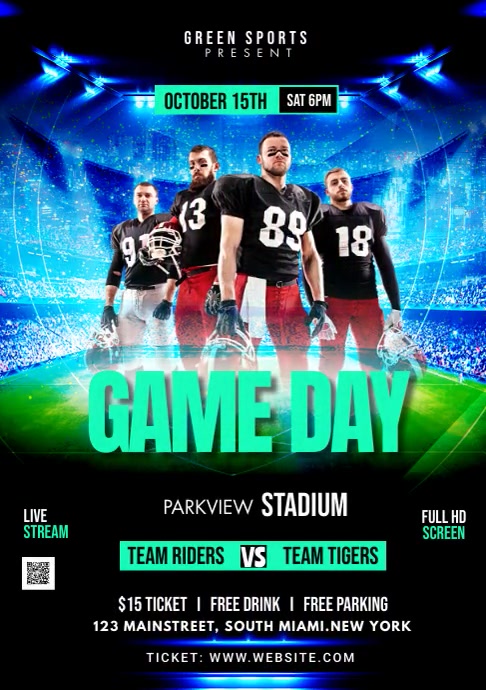 American football poster Template | PosterMyWall