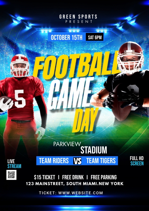 American football poster Template | PosterMyWall