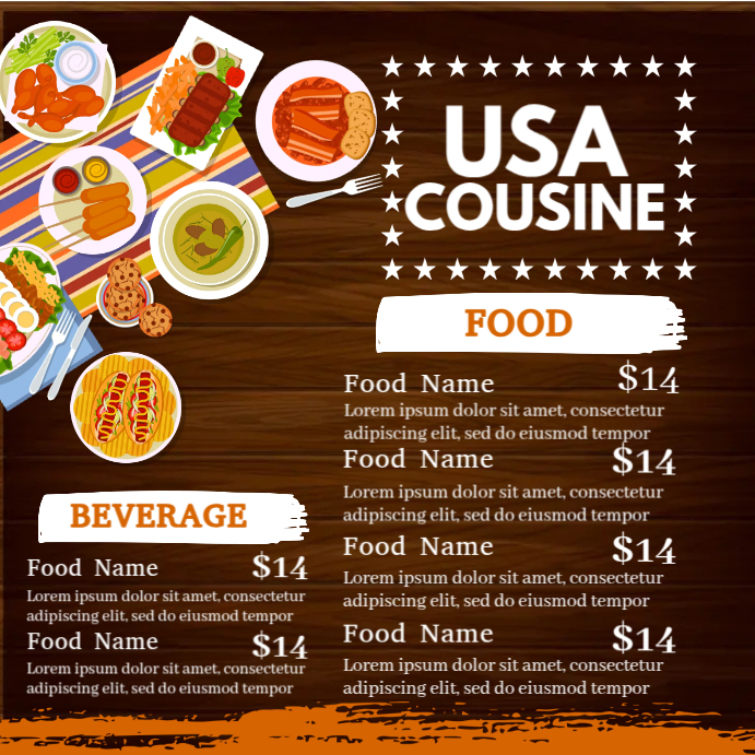 American Menu Template | PosterMyWall