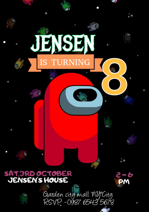 Among us birthday invitation a4 template | PosterMyWall