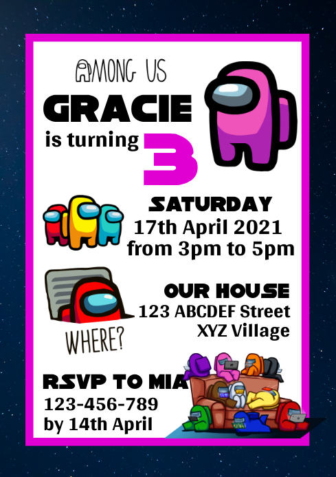 Among Us Birthday Invitation Template | PosterMyWall