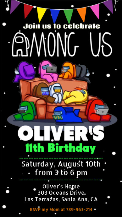 Among us birthday party digital invitation template | PosterMyWall