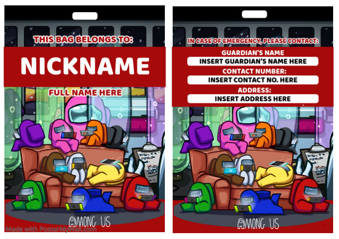 Copy of Among Us Crewmates ID/Bag Tag & name tag label | PosterMyWall