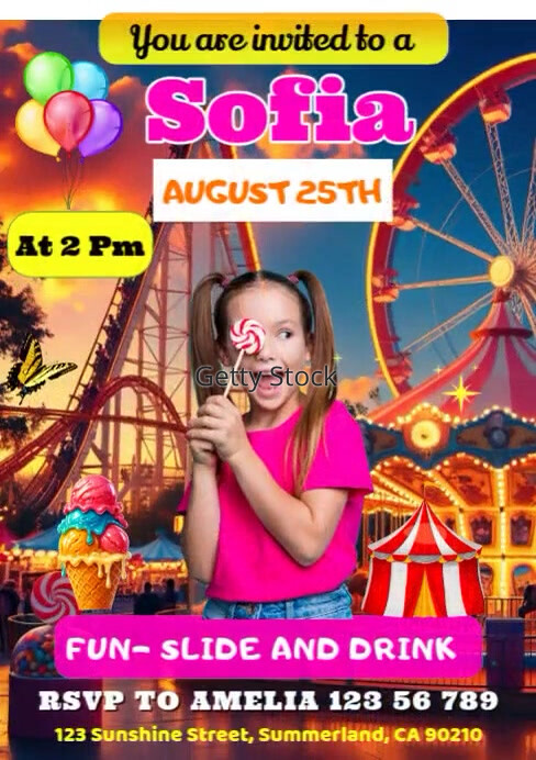 Amusement Park Birthday Flyer templaat | PosterMyWall