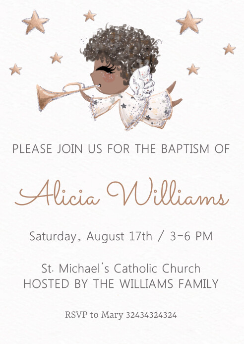 angel Baptism Invitation Template | PosterMyWall