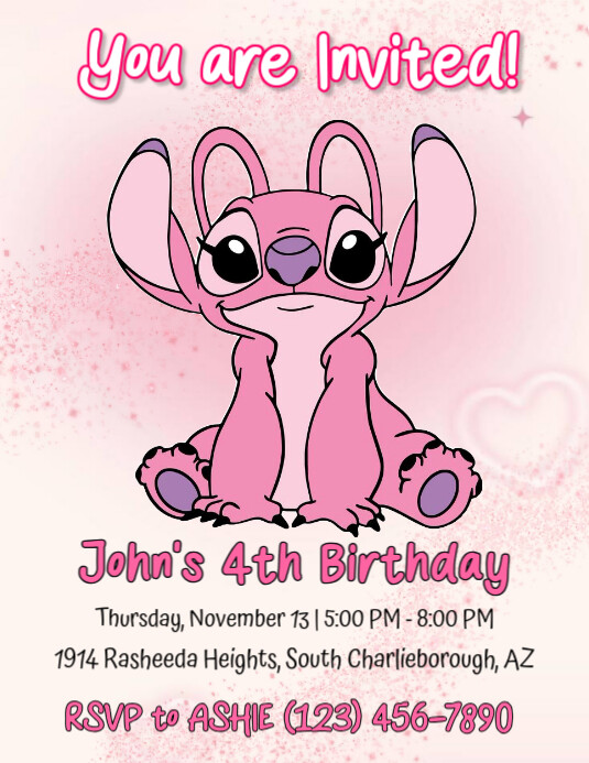 Angel Stitch Birthday Invitation Templat | PosterMyWall