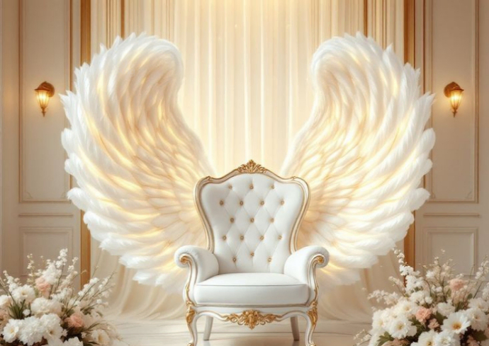 Copy of Angelic Wings Throne Photo Backdrop | PosterMyWall