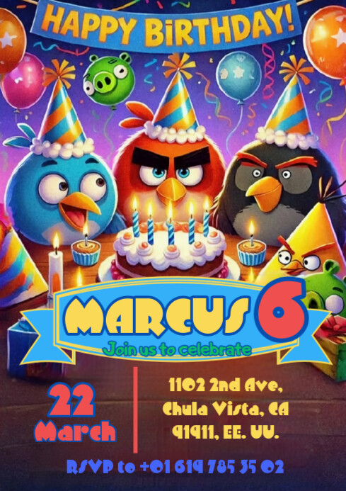 Angry birds invitation Template | PosterMyWall