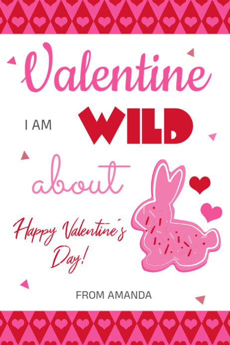 Animal Cookie Valentine's Day Printable Card Tag Template | PosterMyWall