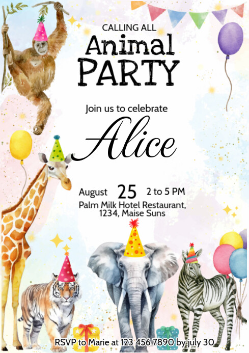Copy of Animal Party Invitation Birthday | PosterMyWall