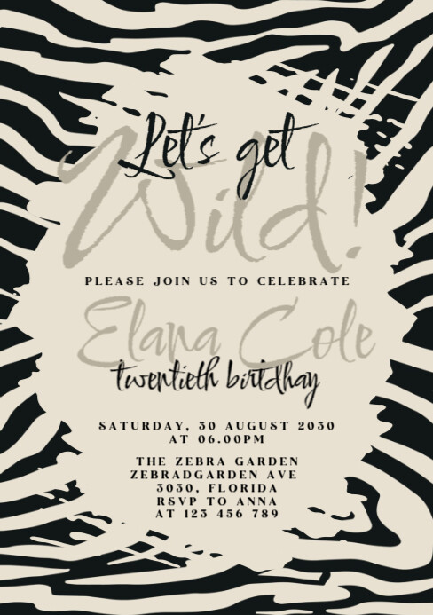 Animal print zebra birthday invitation Template | PosterMyWall