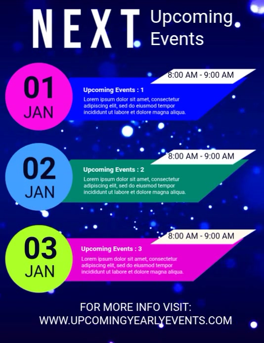 Animated Blue Upcoming Events Flyer Video Template | PosterMyWall