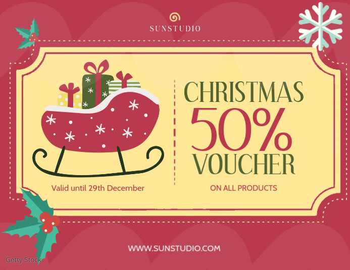 Animated Christmas Voucher 50% off Template | PosterMyWall