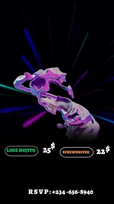 Animated futuristic neon cocktail promo flyer Template | PosterMyWall