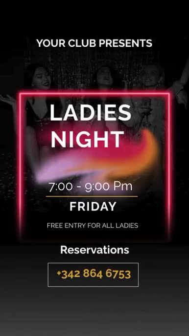 Plantilla de Animated neon ladies night event promo instag | PosterMyWall
