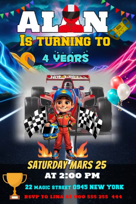 Race Car Invitation video Modelo | PosterMyWall