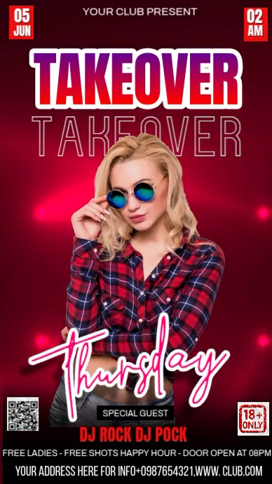 Animated Red Club Takeover Event Instagram Story Video Template ...
