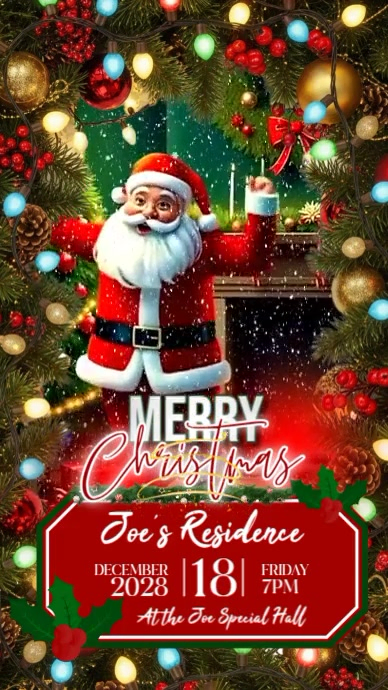 Animated Santa Christmas Invite Template | PosterMyWall