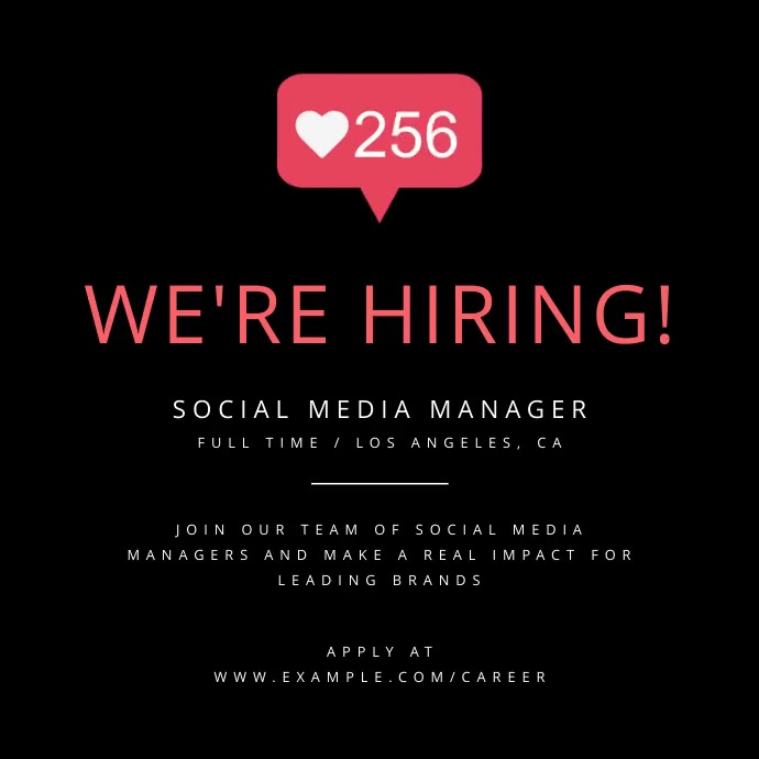 Animated We're Hiring Instagram Post Template | PosterMyWall