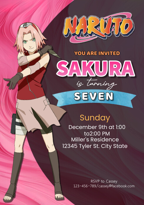 anime birthday invitation a4 Template | PosterMyWall