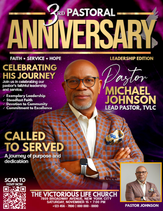 Anniversary Pastoral Celebration Template | PosterMyWall