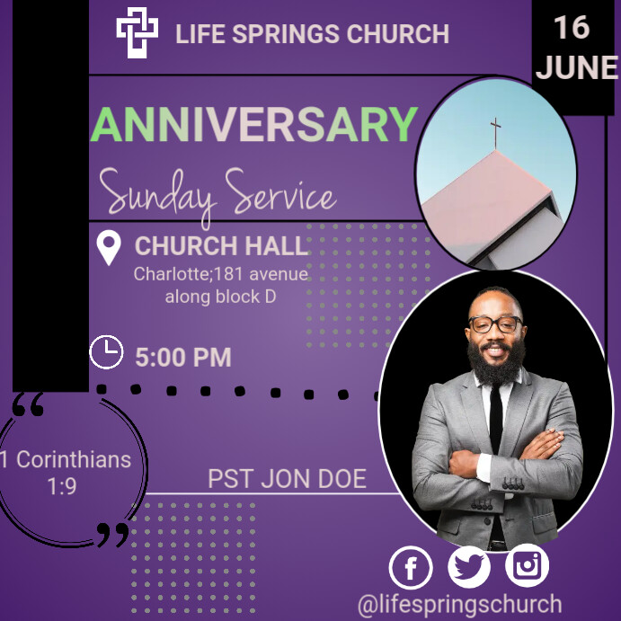 ANNIVERSARY SERVICE Template | PosterMyWall