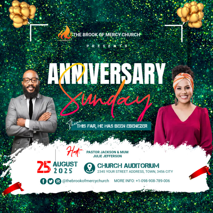 Anniversary Sunday service poster Template | PosterMyWall