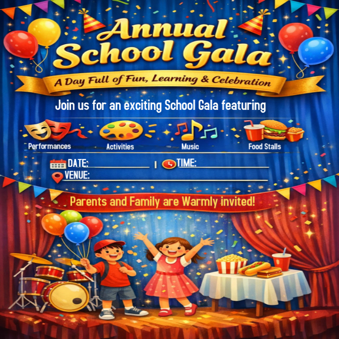 Annual School Gala Square (1:1) Template | PosterMyWall