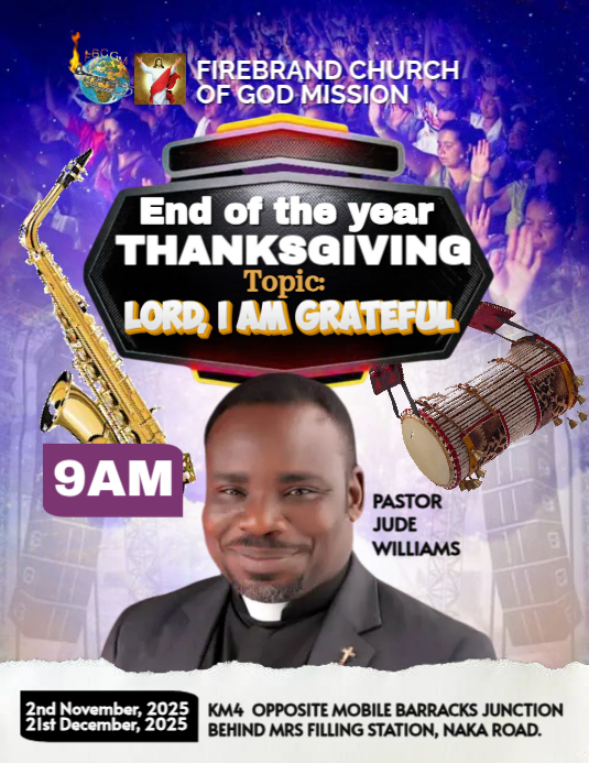 Annual Thanksgiving church flyer Template | PosterMyWall