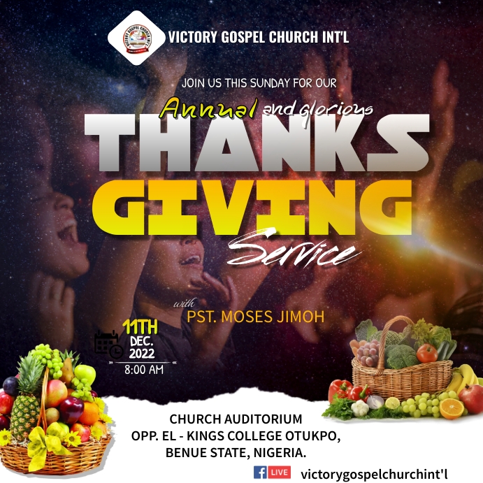 ANNUAL THANKSGIVING FLYER (7) Template | PosterMyWall