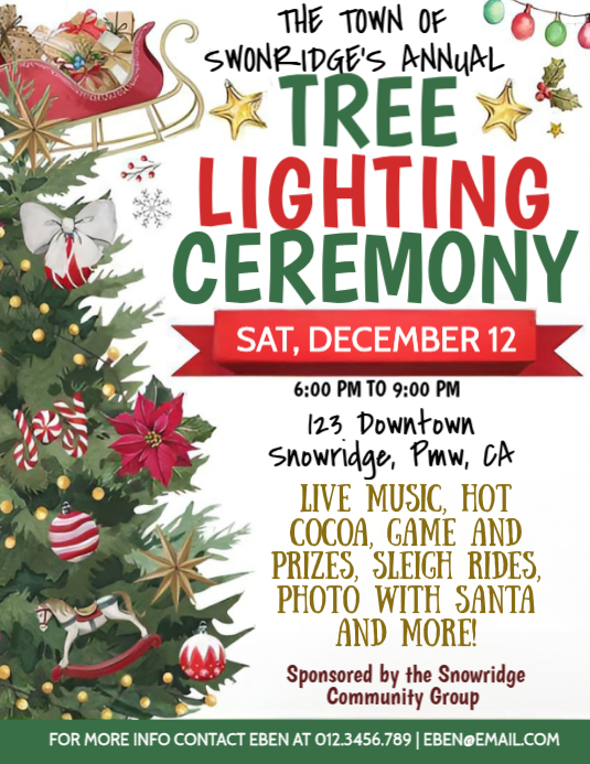 Annual Tree Lighting Ceremony Flyer | Community Holiday Event Template ...