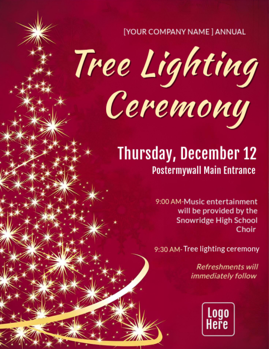 Plantilla de Annual Tree Lighting Ceremony Invitation | Elegant ...