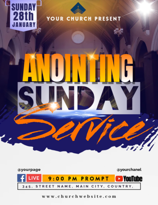 Anointing Sunday service flyer Template | PosterMyWall